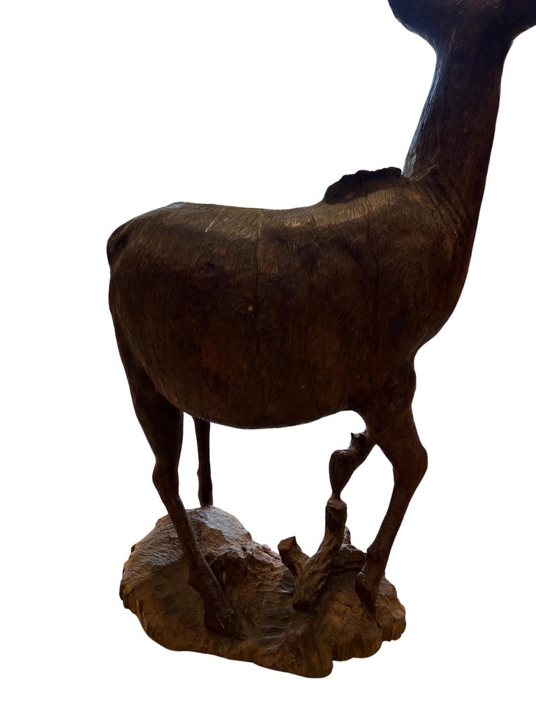 Large Scale Black Forest Style Hand Carved Stag or Deer Form Sculpture ...