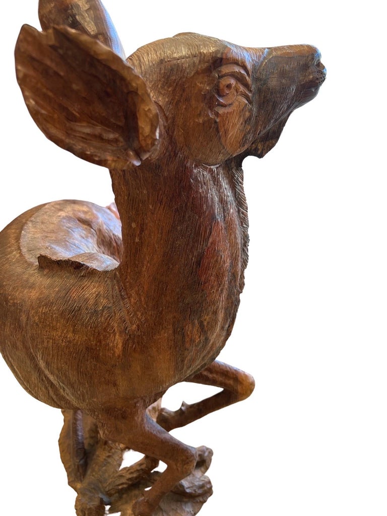 Large Scale Black Forest Style Hand Carved Stag or Deer Form Sculpture ...