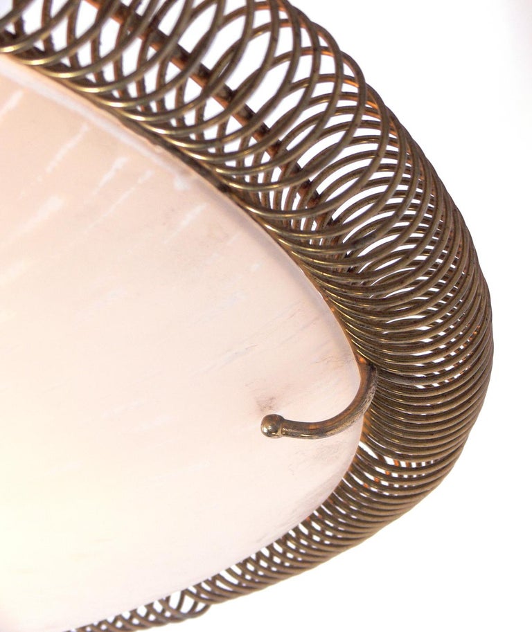 Large Scale Brass and Frosted Glass Flush Mount Lighting Fixture at ...