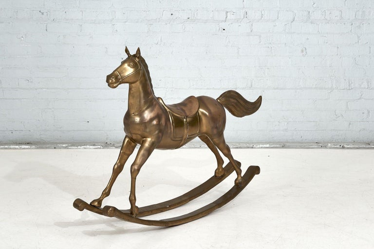 Large Scale Brass Rocking Horse, 1960 For Sale at 1stDibs