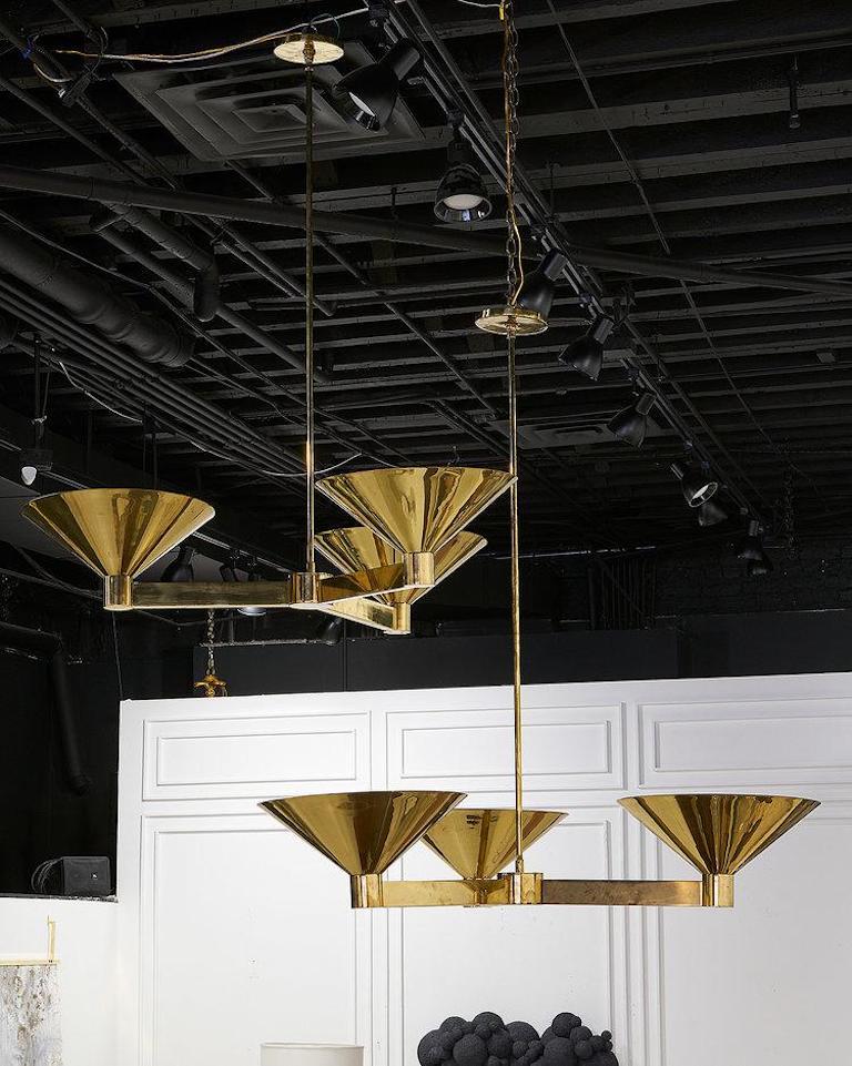 Large Scale Brass Three-Arm Chandelier at 1stDibs