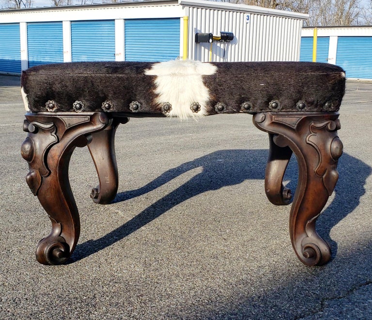 Large Scale Cattle Hide Covered Ottoman For Sale at 1stDibs