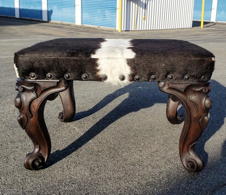 Large Scale Cattle Hide Covered Ottoman For Sale at 1stDibs