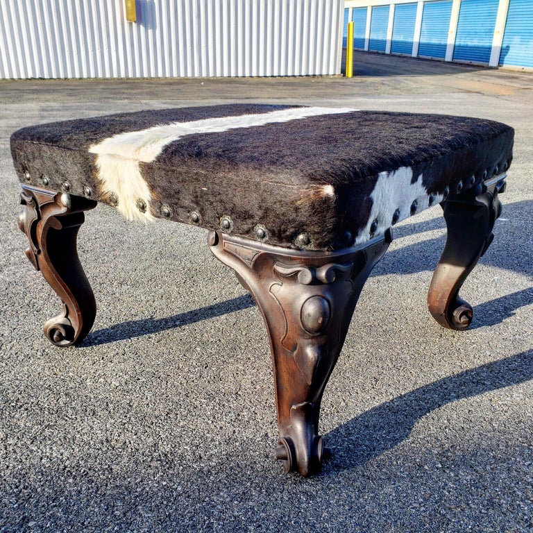 Large Scale Cattle Hide Covered Ottoman For Sale at 1stDibs