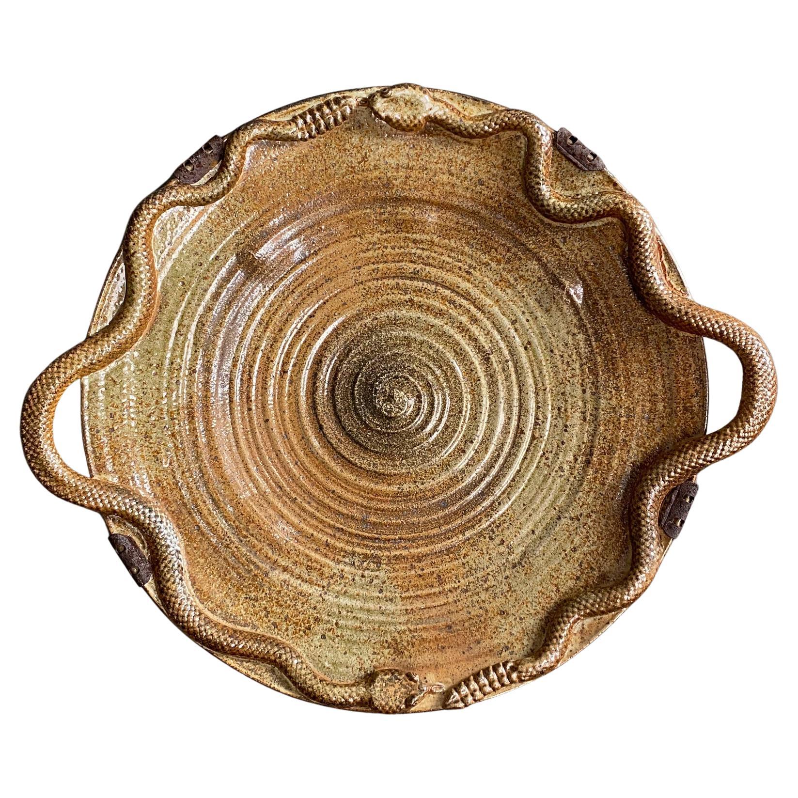 Large Scale Ceramic Snake Wall Hanging Charger, 1970s For Sale at 1stDibs