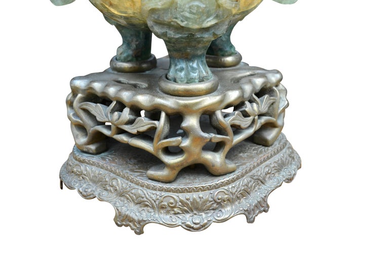 Large Scale Chinese Carved Flourite Incense Burner/Lamp For Sale at 1stDibs