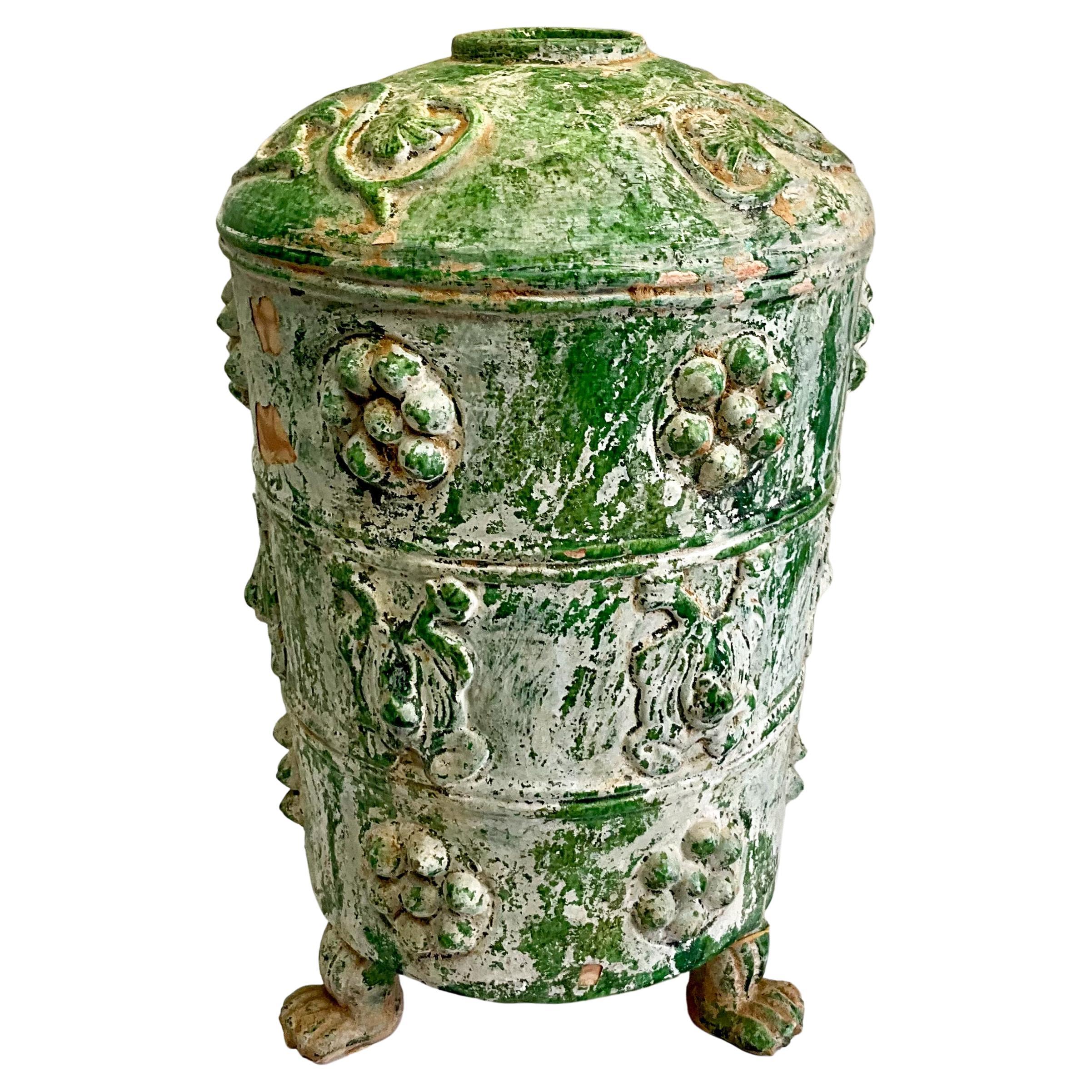 Large-Scaled American Pottery Aqua-Glazed Urn For Sale at 1stDibs