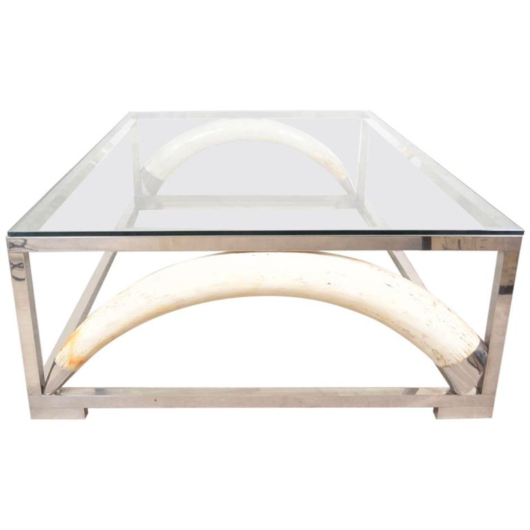 Large Scale Coffee Table with Resin Elephant Tusks, France, 1970 For ...