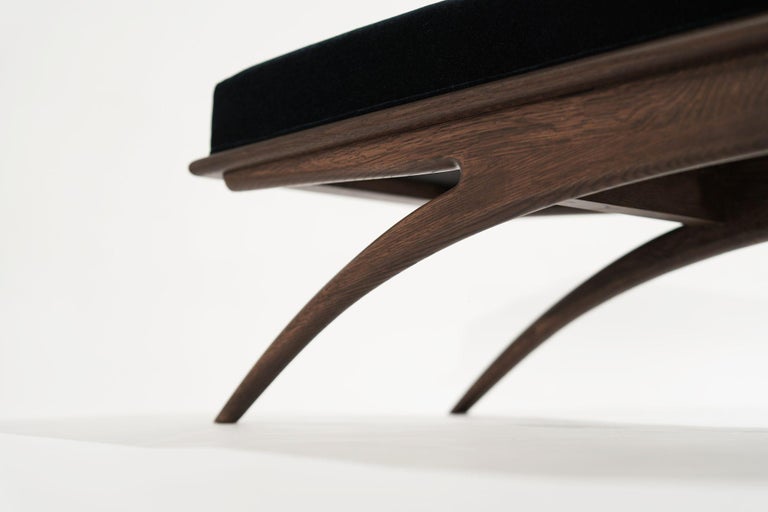 Large-Scale Convex Bench in Oak and Mohair by Stamford Modern For Sale at 1stDibs