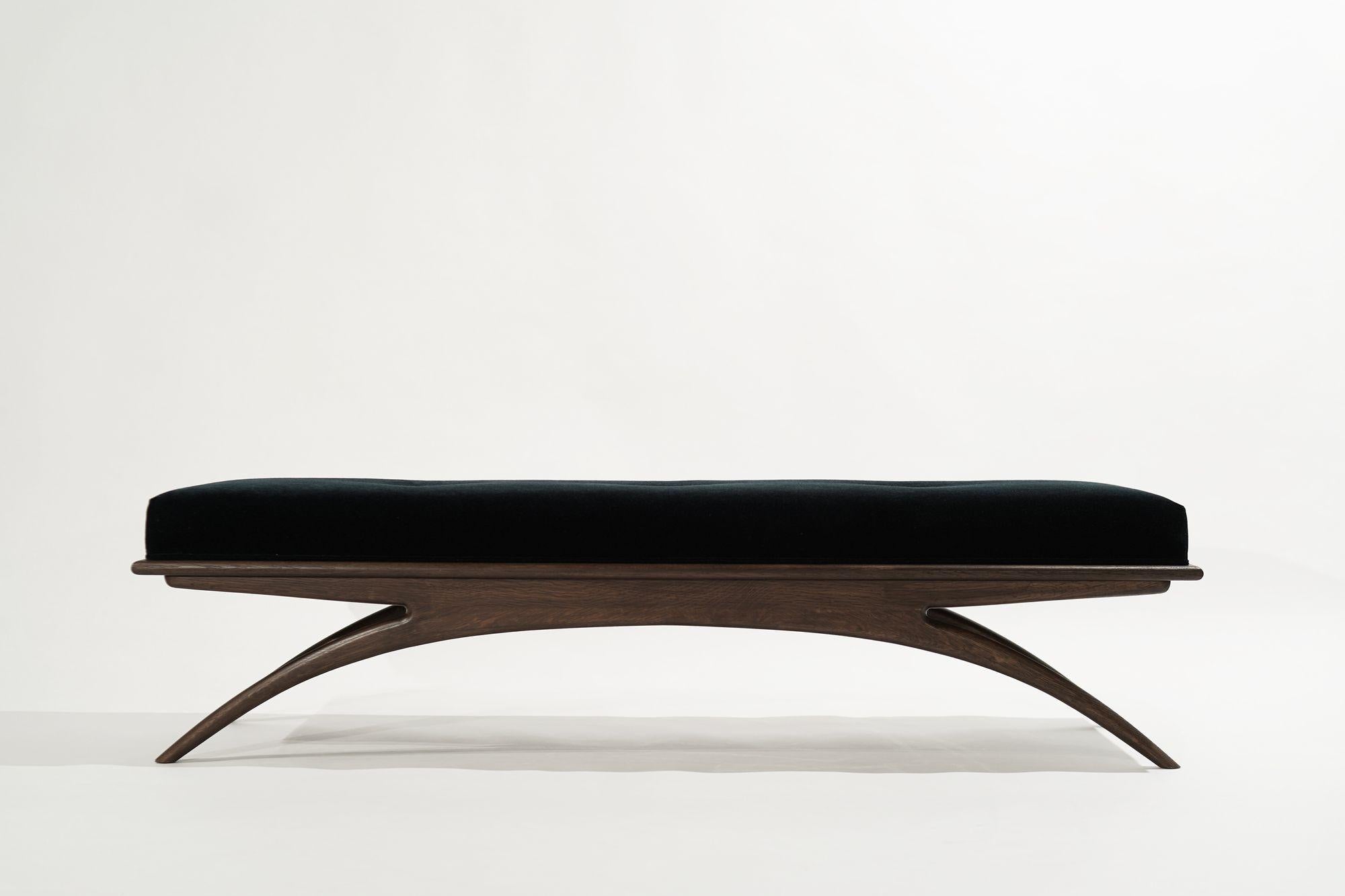 Large-Scale Convex Bench in Oak and Mohair by Stamford Modern For Sale ...
