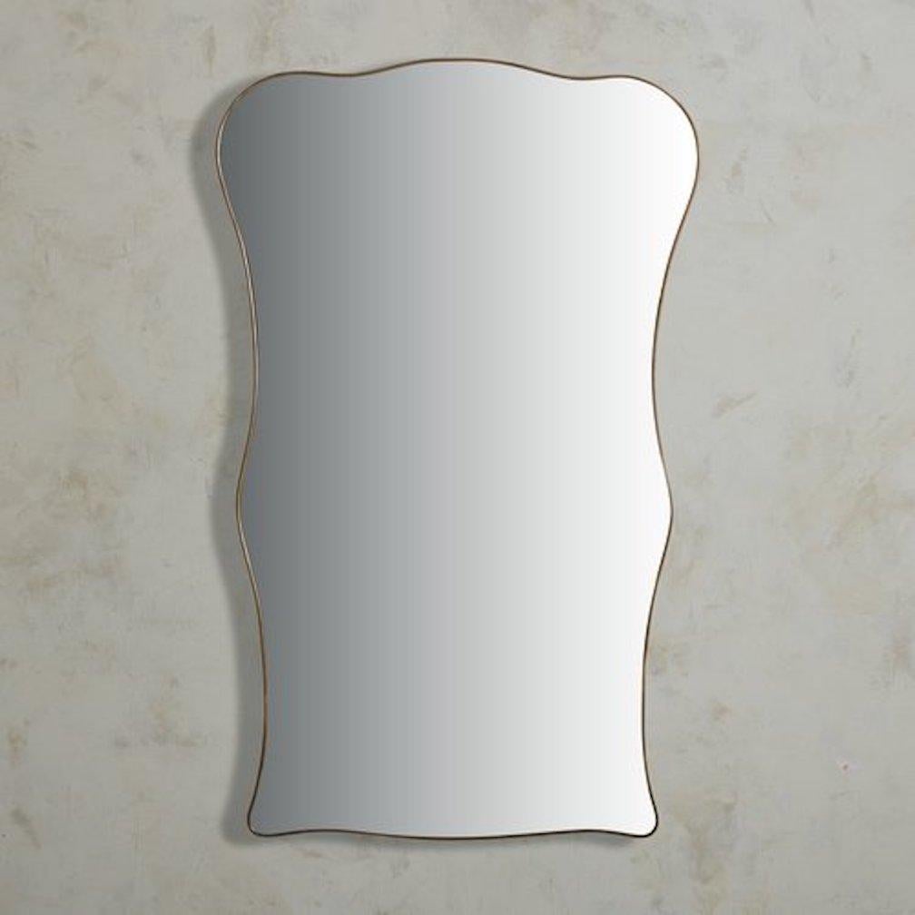 Large Scale Curved Brass Frame Mirror #2, Italy 20th Century at 1stDibs