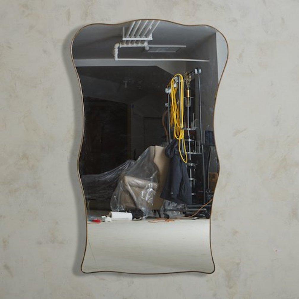 Large Scale Curved Brass Frame Mirror #2, Italy 20th Century at 1stDibs