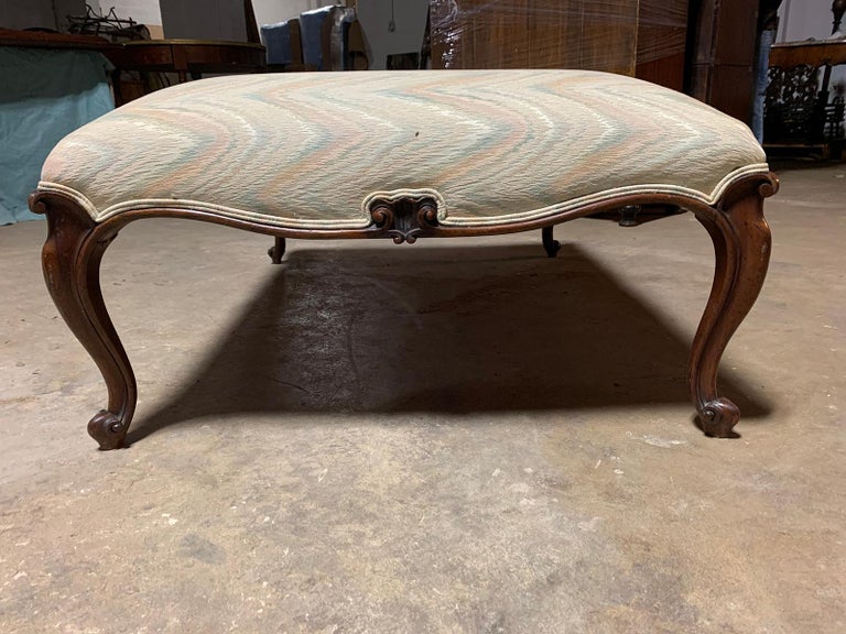 Large Scale English Upholstered Rectangular Ottoman, circa 1900 at 1stDibs