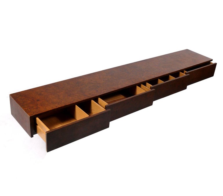 Large Scale Floating Burlwood Console Table at 1stDibs
