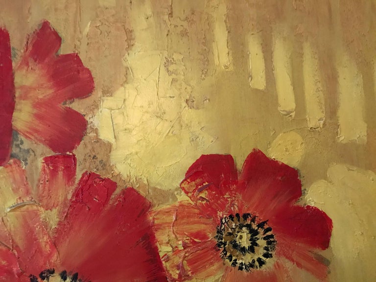 Large Scale Framed Mid-Century Modern Poppy Cluster Painting at 1stDibs