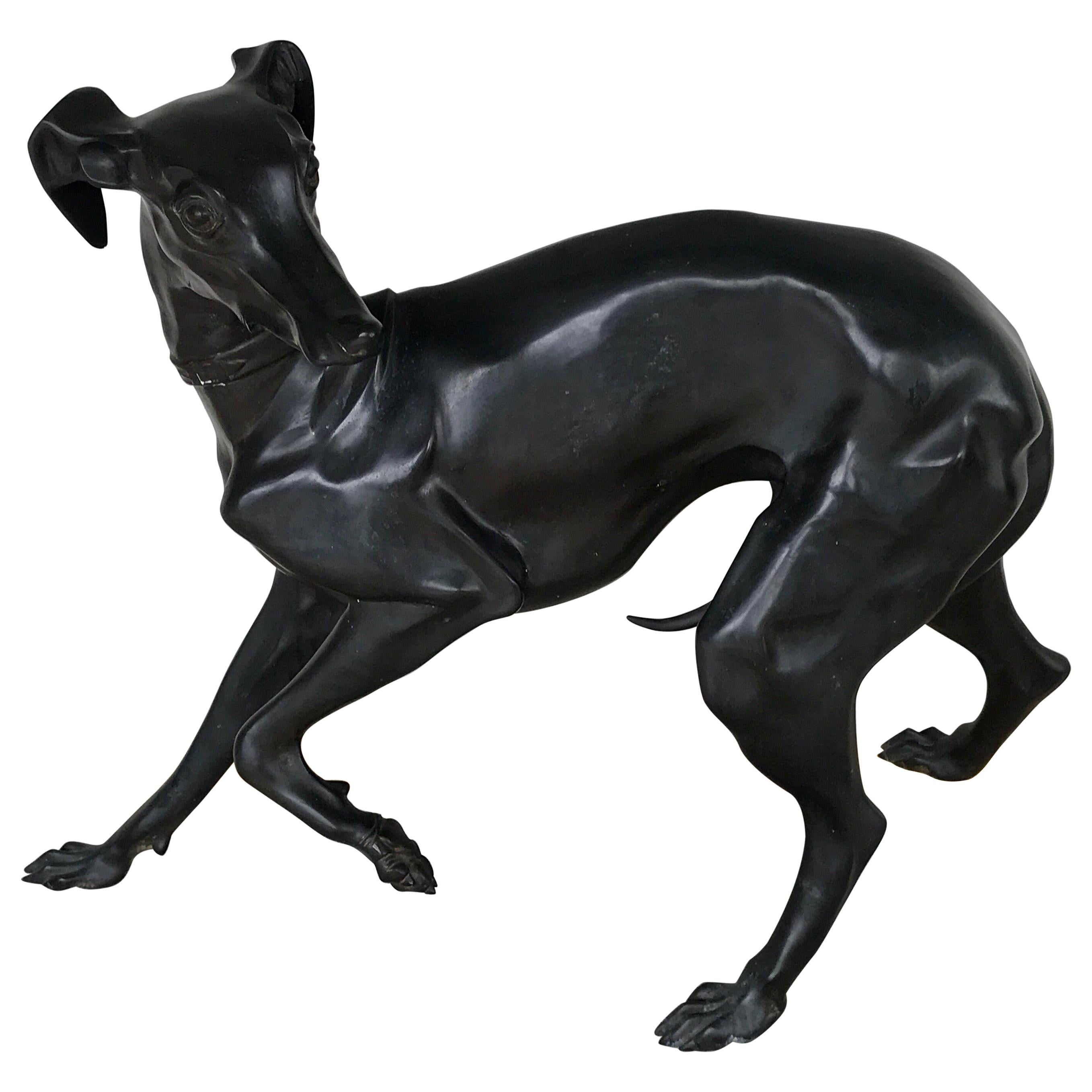 Large-Scale French Bronze Whippet For Sale at 1stDibs