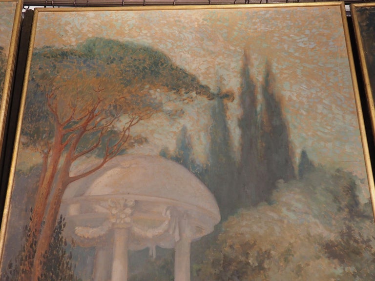 Large Scale French Fête Galante Triptych Painting by Arthur Foache ...