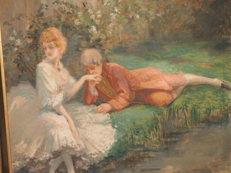 Large Scale French Fête Galante Triptych Painting by Arthur Foache ...