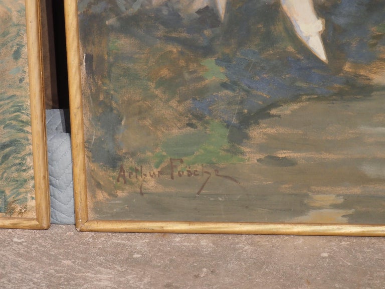 Large Scale French Fête Galante Triptych Painting by Arthur Foache ...