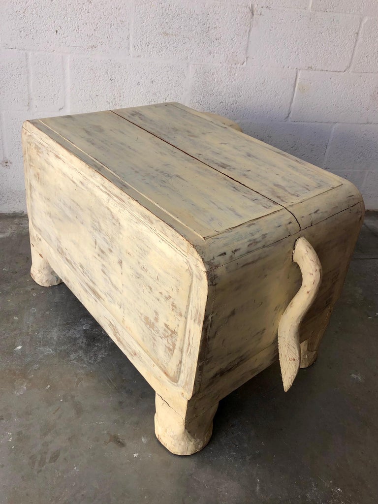 Large Scale Hand Carved Solid Wood Thai Elephant Bench or Accent Table ...