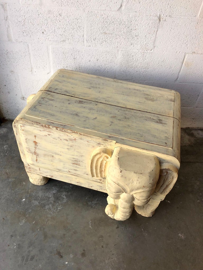 Large Scale Hand Carved Solid Wood Thai Elephant Bench or Accent Table ...