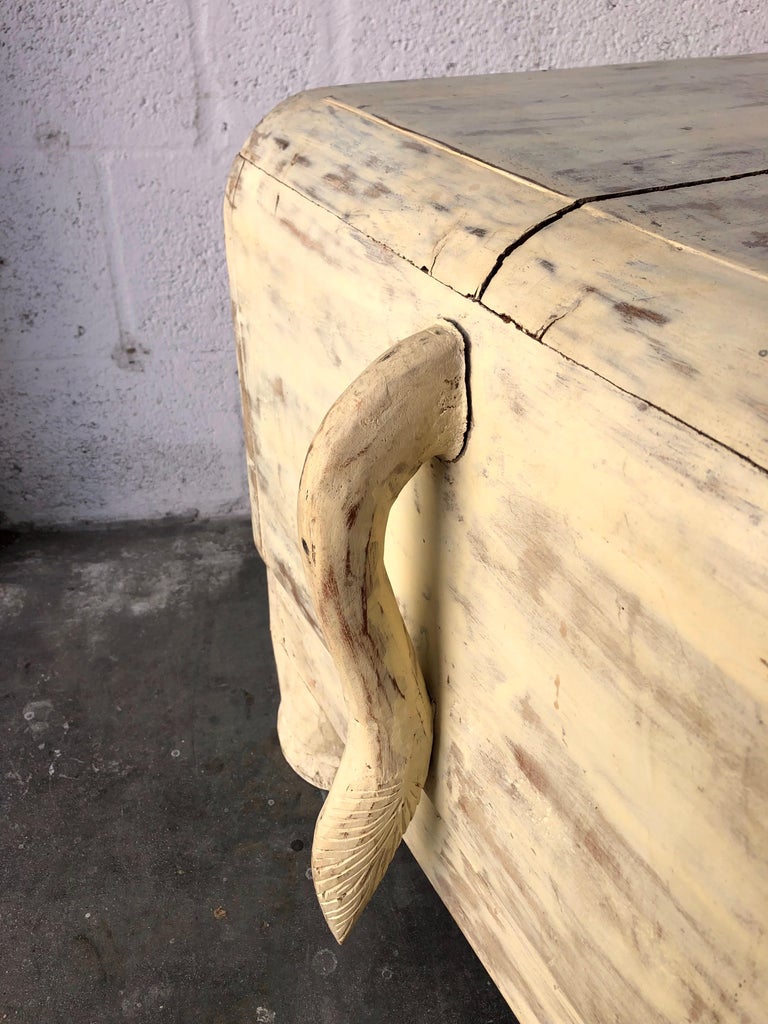 Large Scale Hand Carved Solid Wood Thai Elephant Bench or Accent Table ...