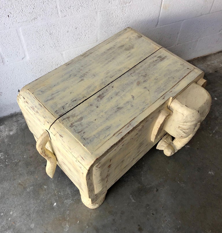 Large Scale Hand Carved Solid Wood Thai Elephant Bench or Accent Table ...