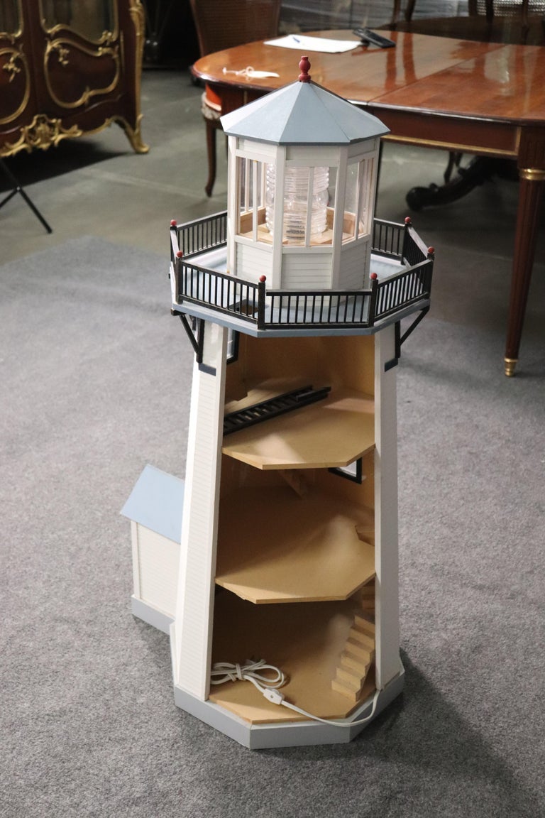 Large Scale Handmade Folk Art Nautical Lighthouse Miniature Model For ...
