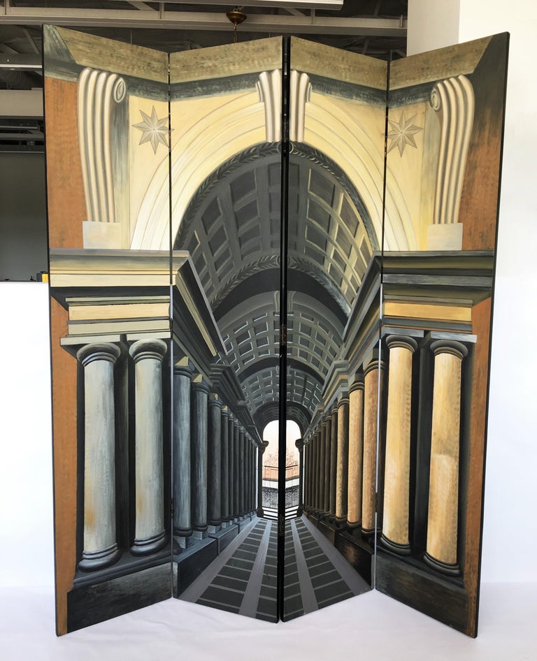 Large-Scale Hand Painted Neoclassical Style Screen/Room Divider at 1stDibs