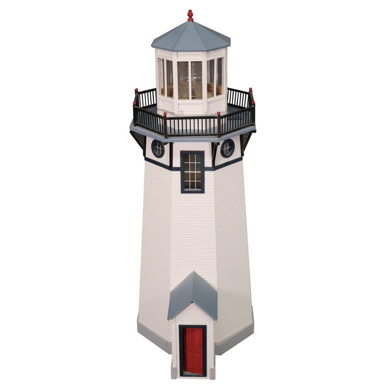 Large Scale Handmade Folk Art Nautical Lighthouse Miniature Model For ...