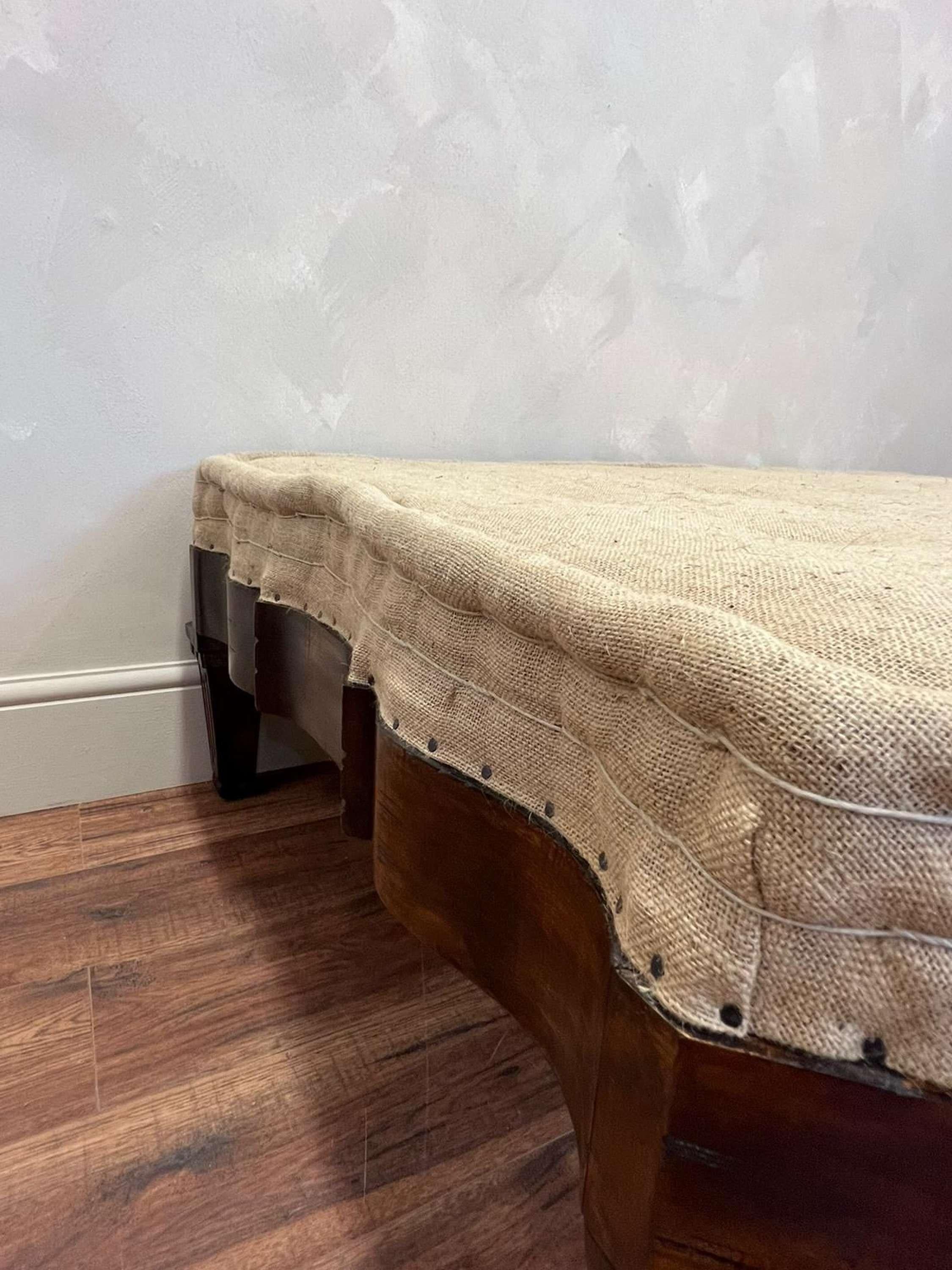 Large Scale Hessian Upholstered English Country House Footstool For ...