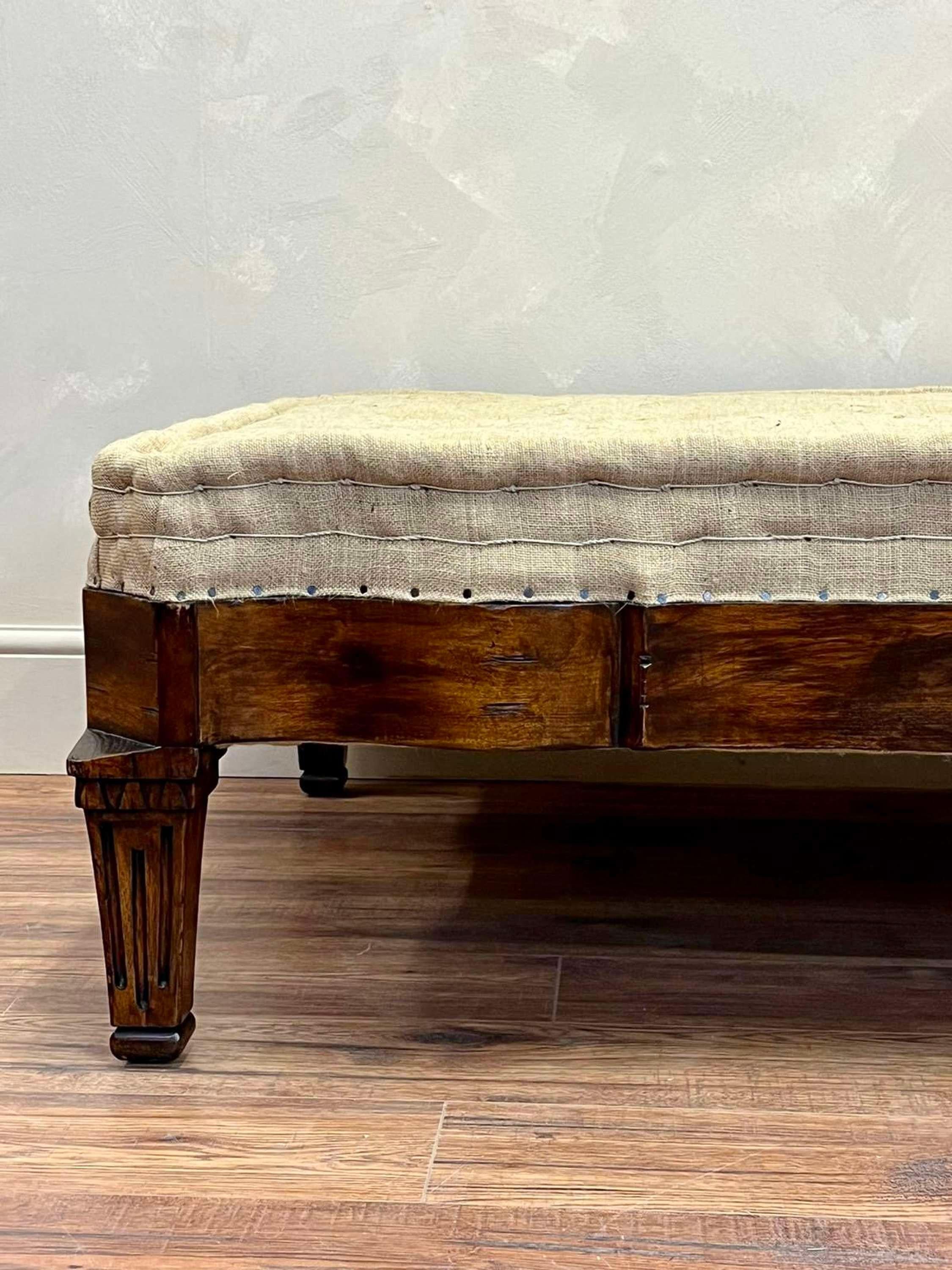 Large Scale Hessian Upholstered English Country House Footstool For ...