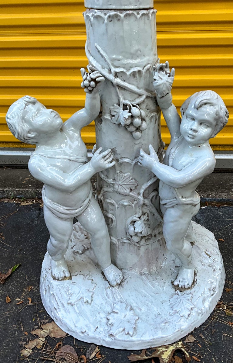 Large Scale Hollywood Regency Era Italian Terracotta Palm Tree / Putti ...