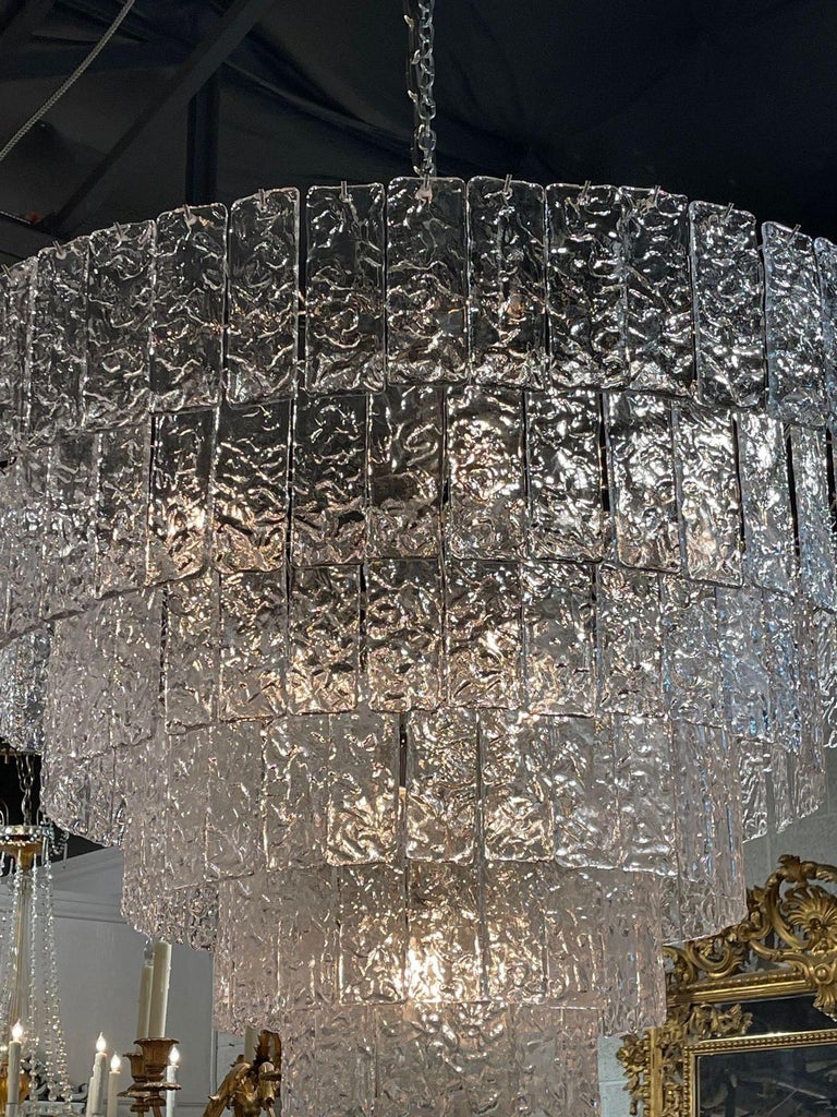 Large Scale Impressive Murano Waterfall Chandelier For Sale at 1stDibs