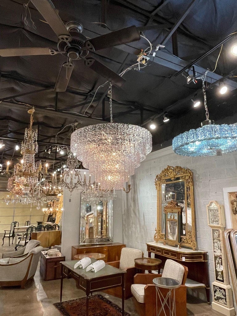 Large Scale Impressive Murano Waterfall Chandelier For Sale at 1stDibs