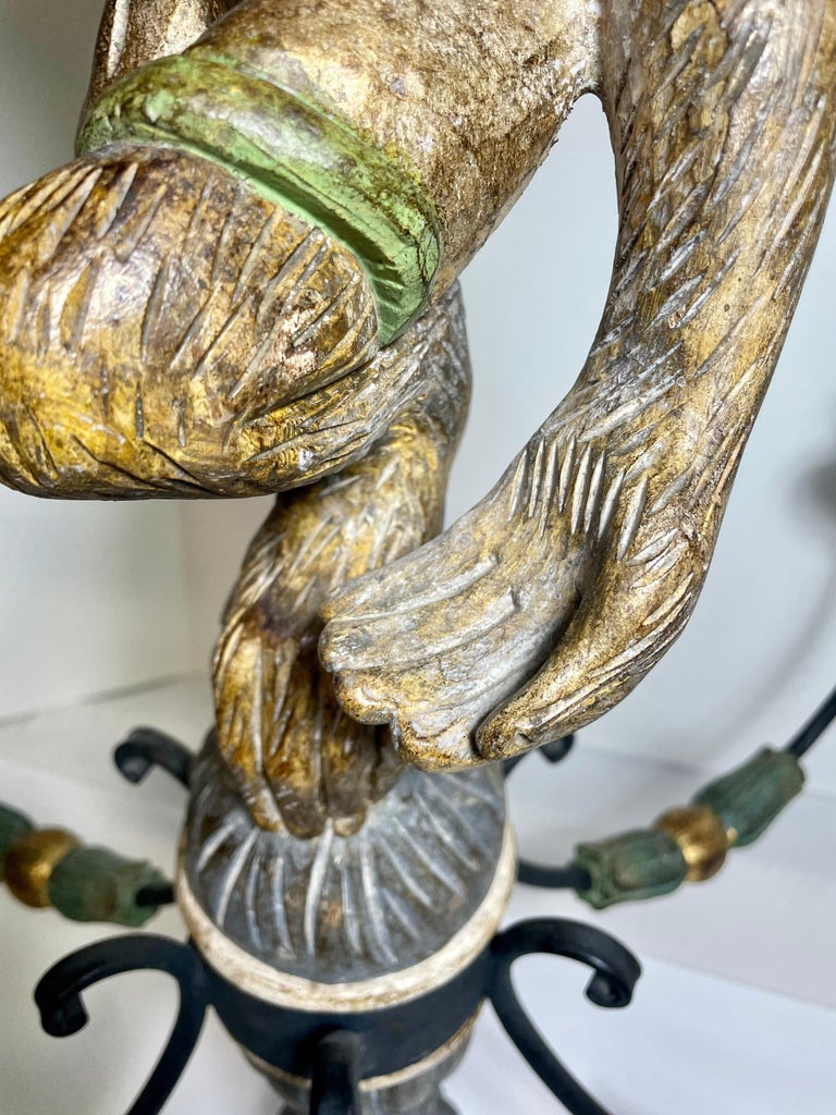 Large Scale Italian Carved Wood Monkey Chandelier at 1stDibs