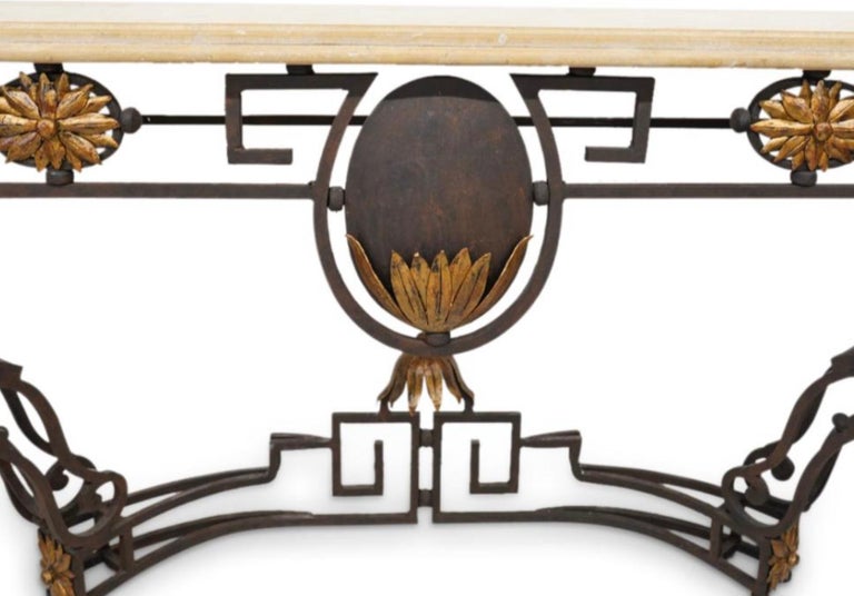 Large Scale Italian Gilt Iron Iron Wall Mounted Console Table with ...