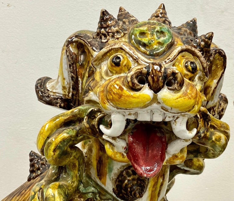 Large Scale Italian Terracotta Foo or Temple Dogs, a Pair at 1stDibs