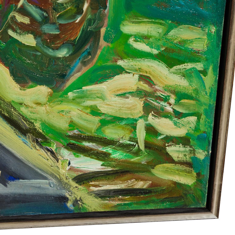 Large Scale Landscape Oil Painting of Palm Lined Street c 1970s by ...