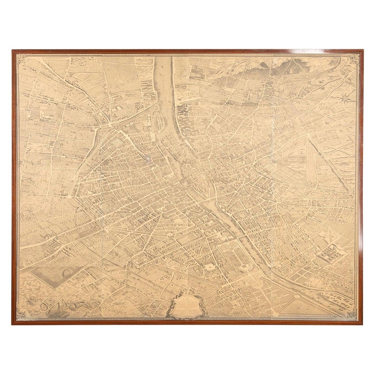 Large Scale Map of Paris at 1stDibs