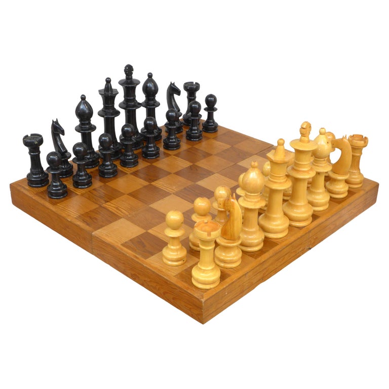 Large Scale Mixed Woods Chess Set with Folding Storage Board For Sale ...