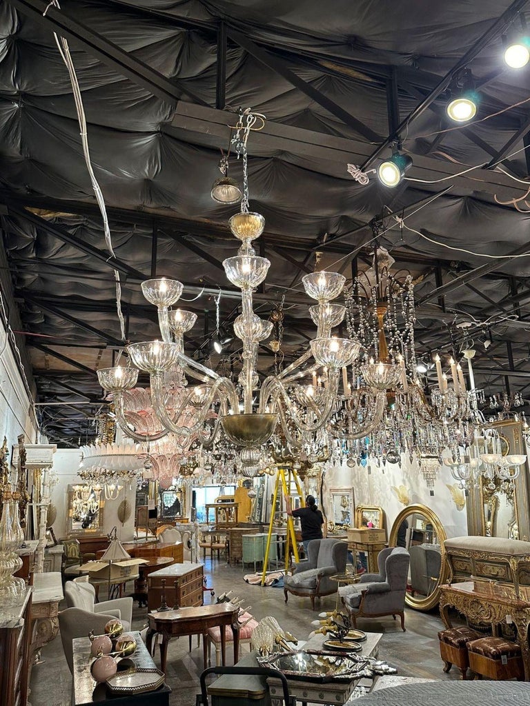 Large Scale Modern Murano Glass 2 Tier Chandelier For Sale at 1stDibs