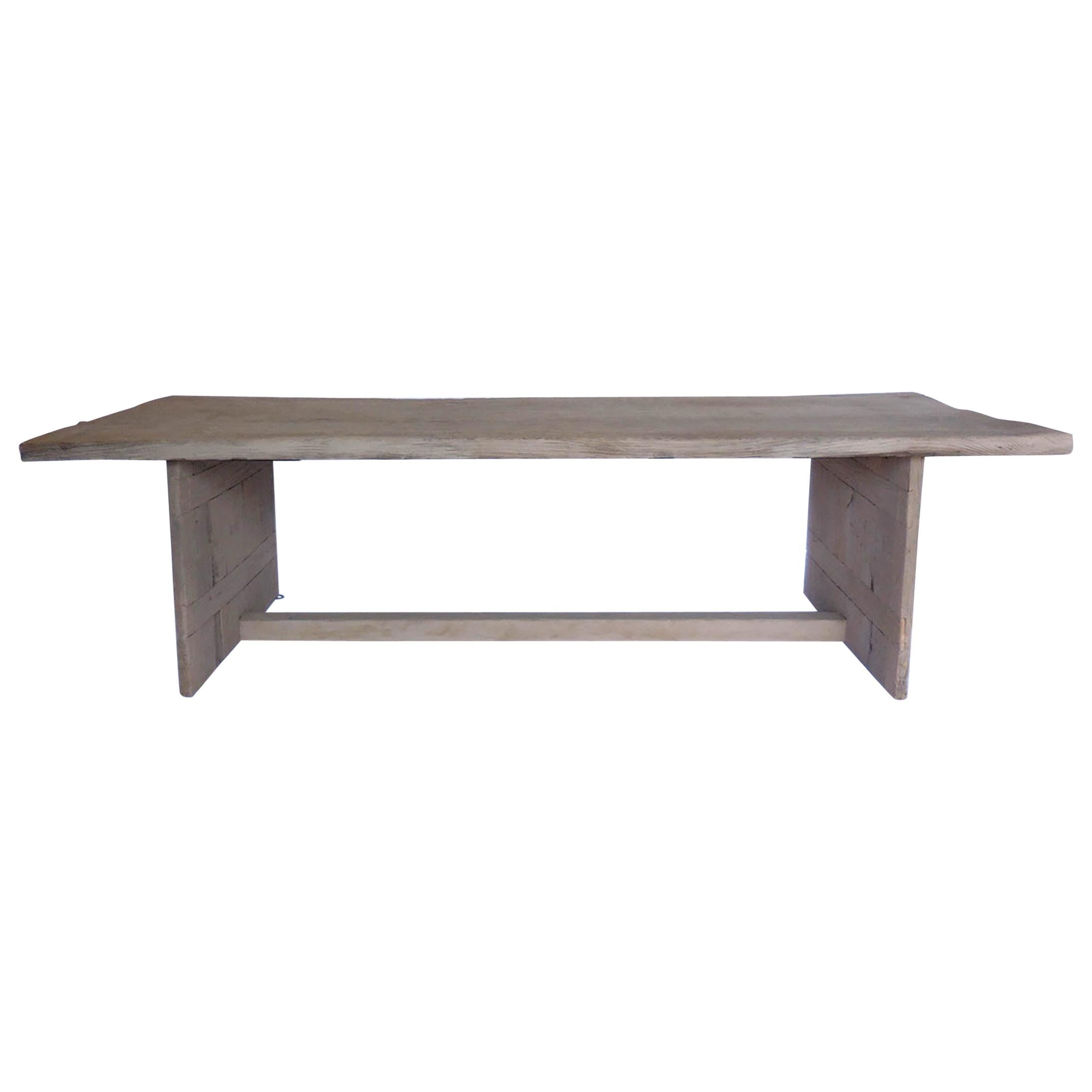 Large Scale Primitive Modern Elm Wood Table at 1stDibs
