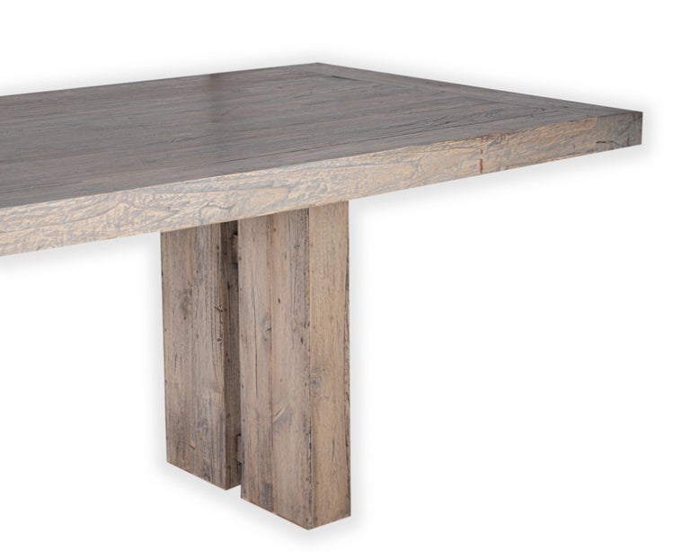 Large Scale Modernist Reclaimed Elm Dining Table at 1stDibs