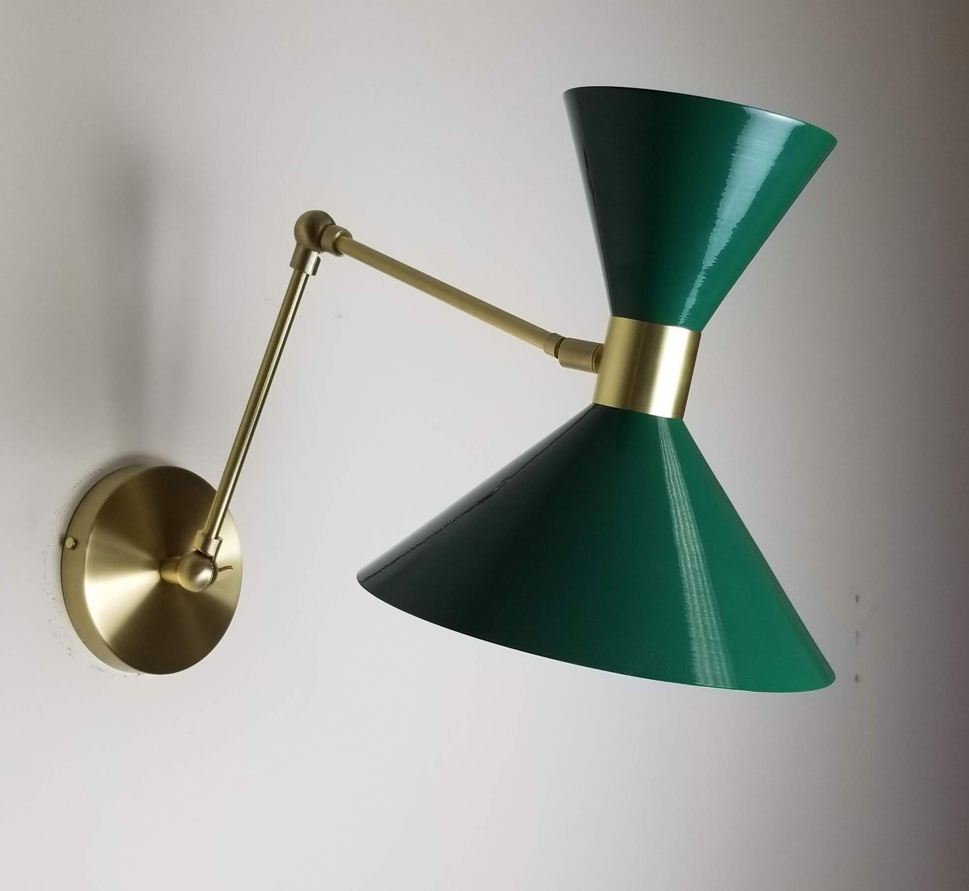 Large Scale Monarch Wall Mount Lamp in Brass, Emerald Green, Blueprint ...