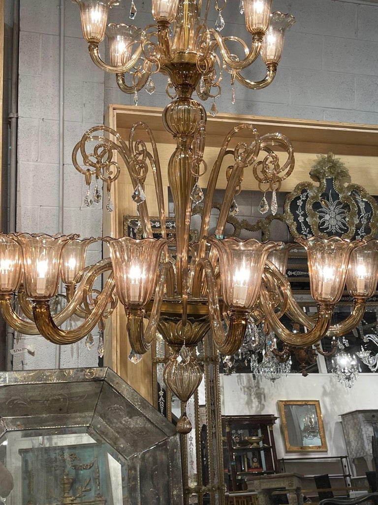 Large Scale Murano Glass 2 Tier 18 Light Chandelier For Sale at 1stDibs