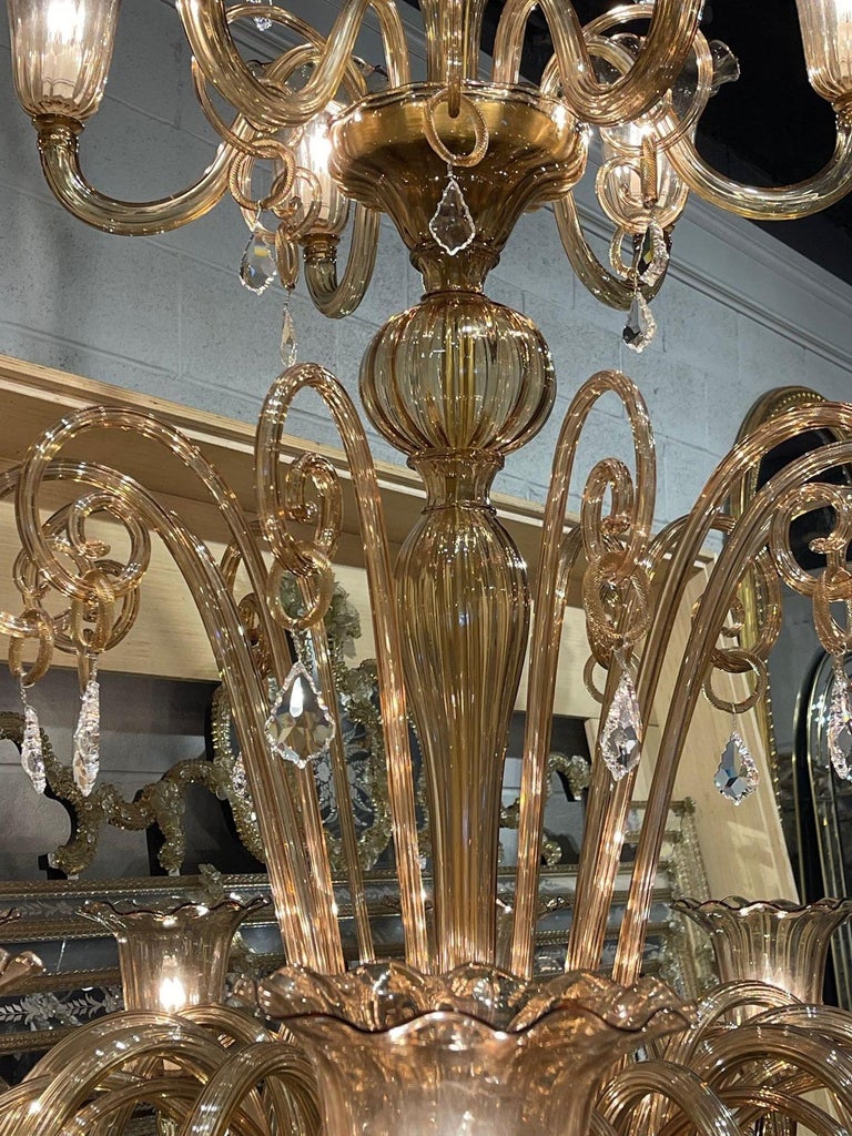 Large Scale Murano Glass 2 Tier 18 Light Chandelier For Sale at 1stDibs