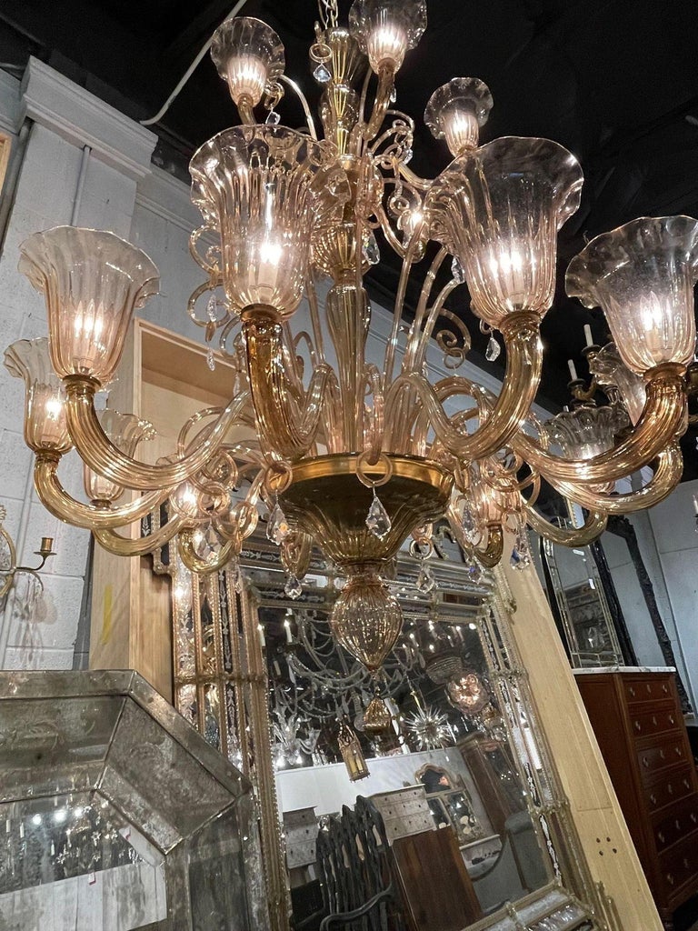 Large Scale Murano Glass 2 Tier 18 Light Chandelier For Sale at 1stDibs