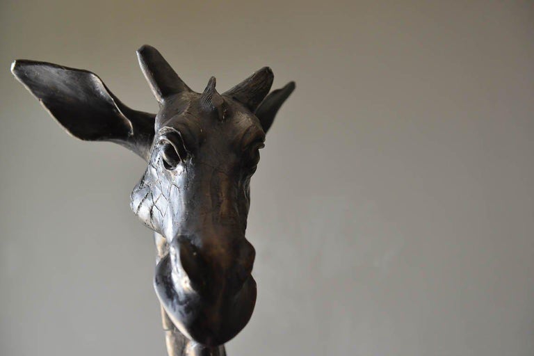 Large Scale Pair of Bronze Giraffe Statues, circa 1970 at 1stDibs