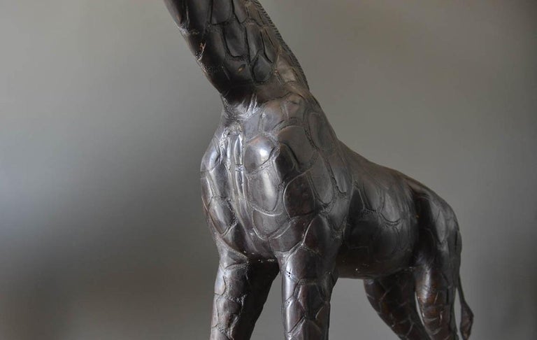 Large Scale Pair of Bronze Giraffe Statues, circa 1970 at 1stDibs